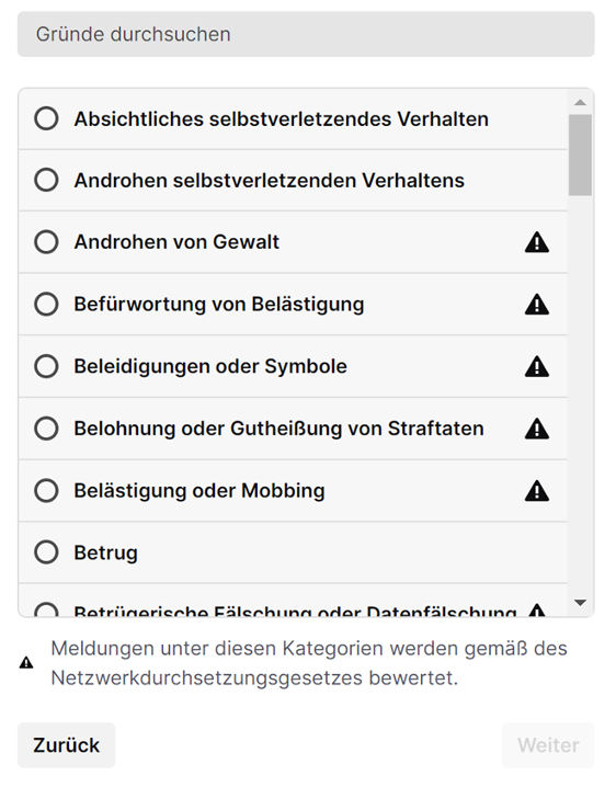 NetzDG-Transparenzbericht für das 1. Halbjahr 2022