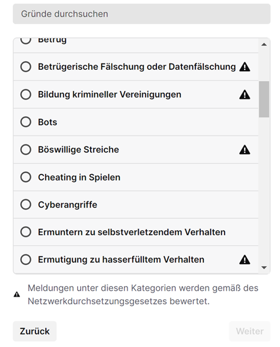 NetzDG-Transparenzbericht für das 1. Halbjahr 2022
